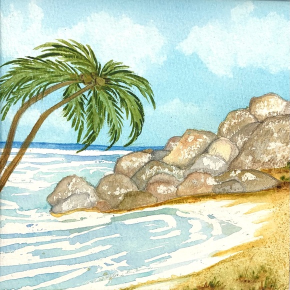 Art | Beach Scene Watercolor Paintings Artisan Hand Painted | Poshmark